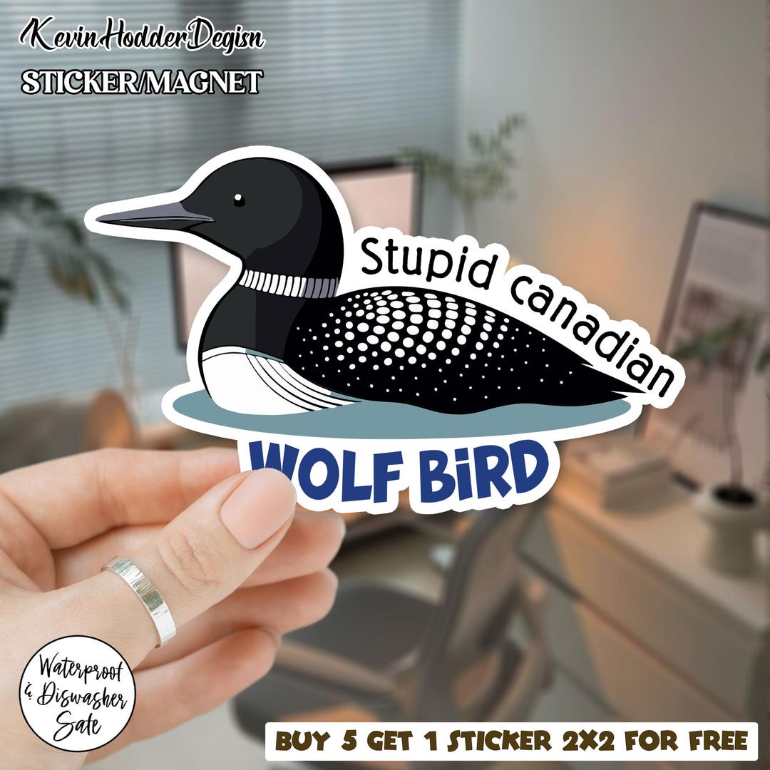 Heated Rivalry Stupid Canadian Wolf Bird Sticker Magnet, Ilya Rozanov ...