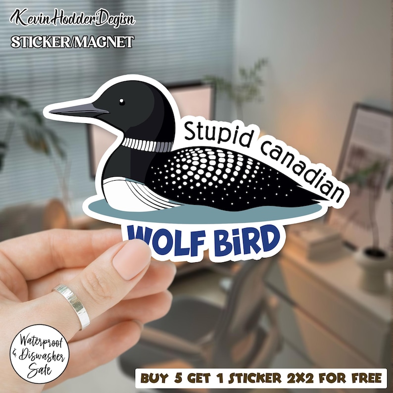 Heated Rivalry Stupid Canadian Wolf Bird Sticker Magnet, Ilya Rozanov ...