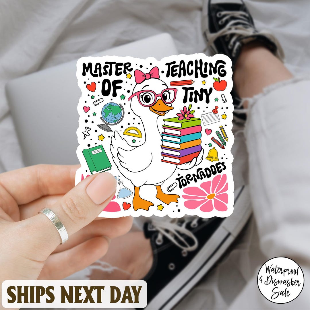Cute Elementary Teacher Silly Goose Sticker, Funny Teacher Goose Vinyl ...