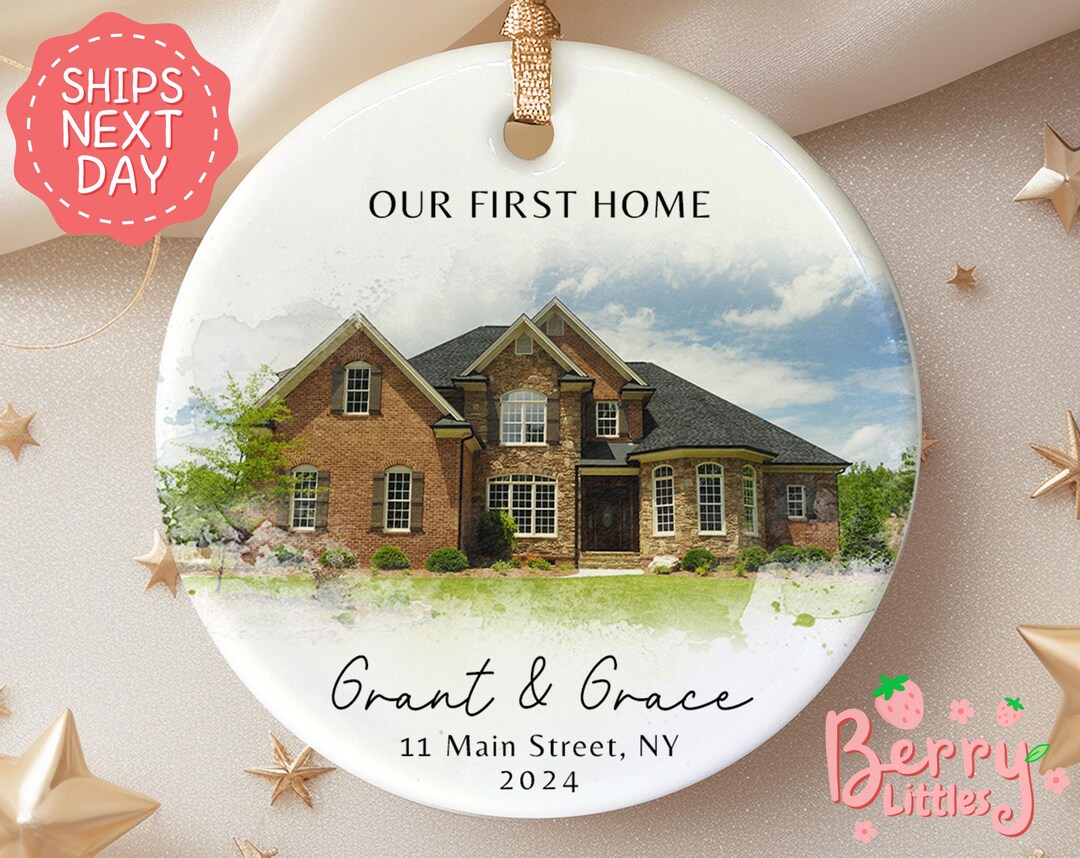 Our First Home Ornament, Custom Watercolor House Christmas Ornament ...