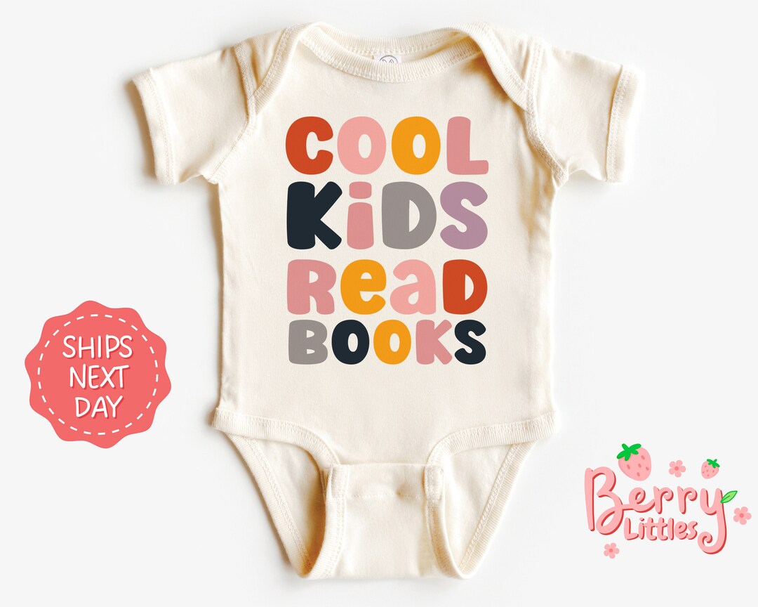 Cool Kids Read Books Funny Baby Reveal Onesie® Retro, Vintage Baby ...