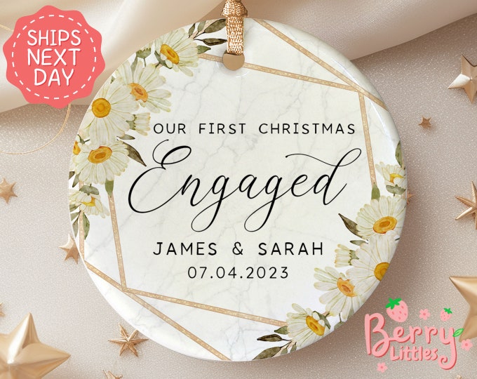 Engaged Christmas Ornament Custom Engagement Keepsake Burgundy ...
