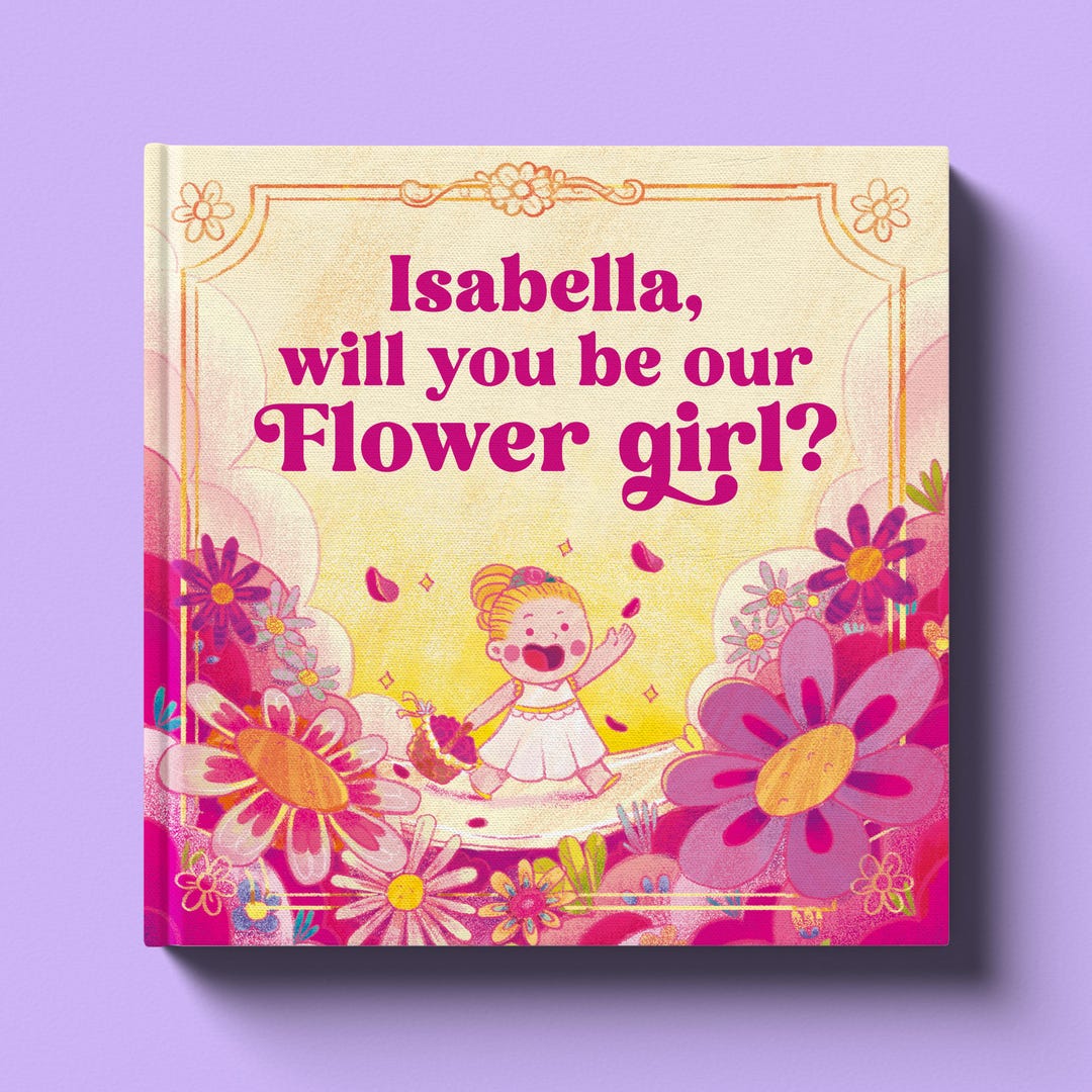 Personalized Pink Flower Girl Proposal Gift - Pink Will You Be My ...