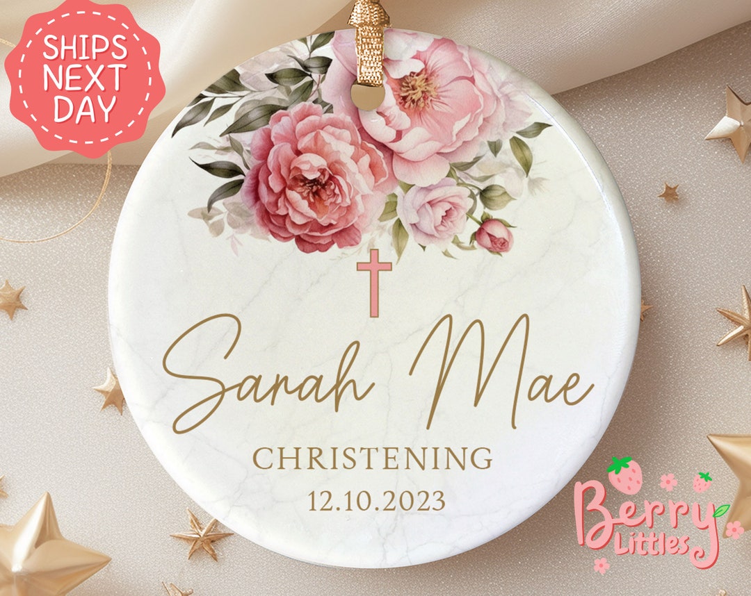 Personalized Girls Christening Ornament Name Date Custom Baptism ...