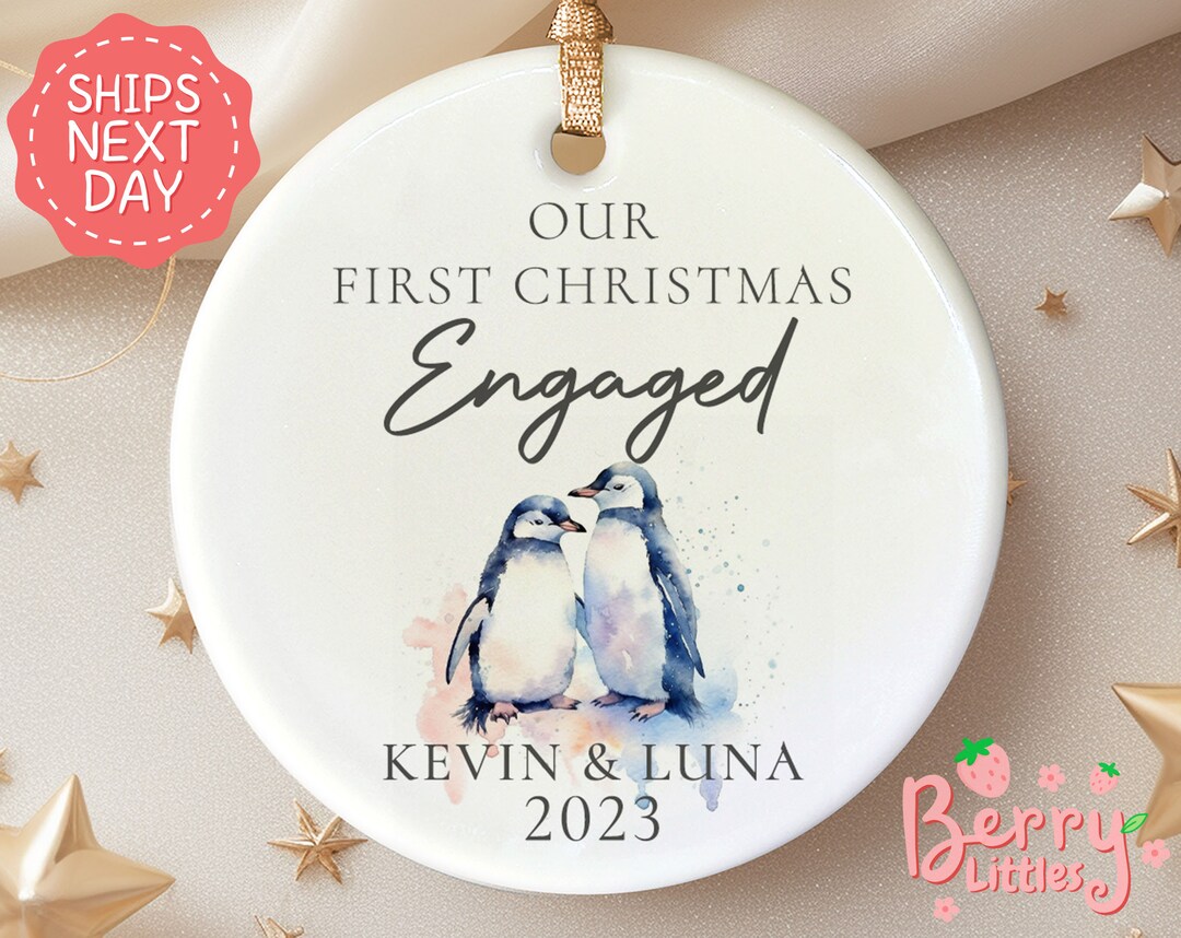 Personalized First Christmas Engaged Bauble - Custom 1st Xmas Engaged ...