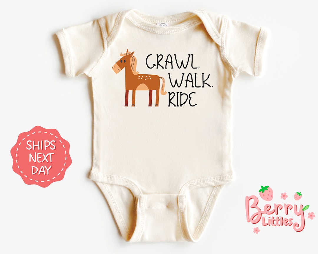 Crawl, Walk, Ride Horseback Riding Baby Reveal Onesie® - Baby ...