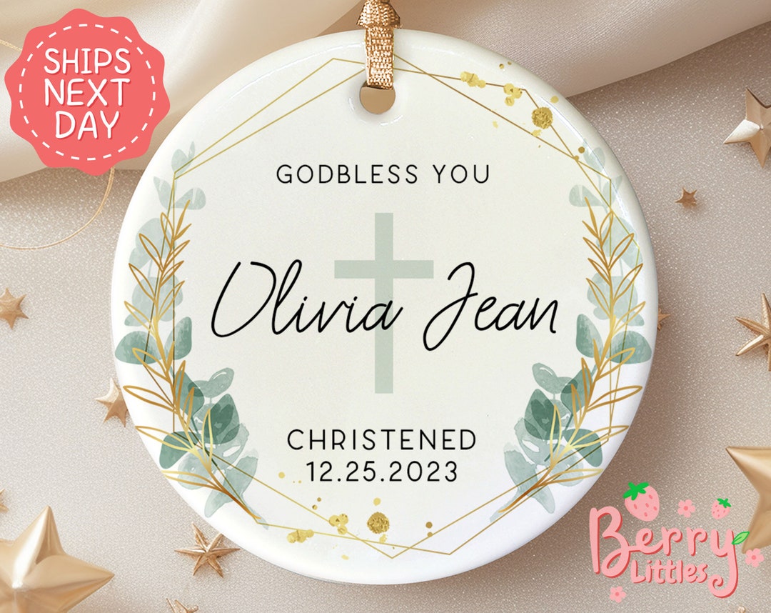 Personalized God Bless Christening Ornament Name Date Custom Baptism ...