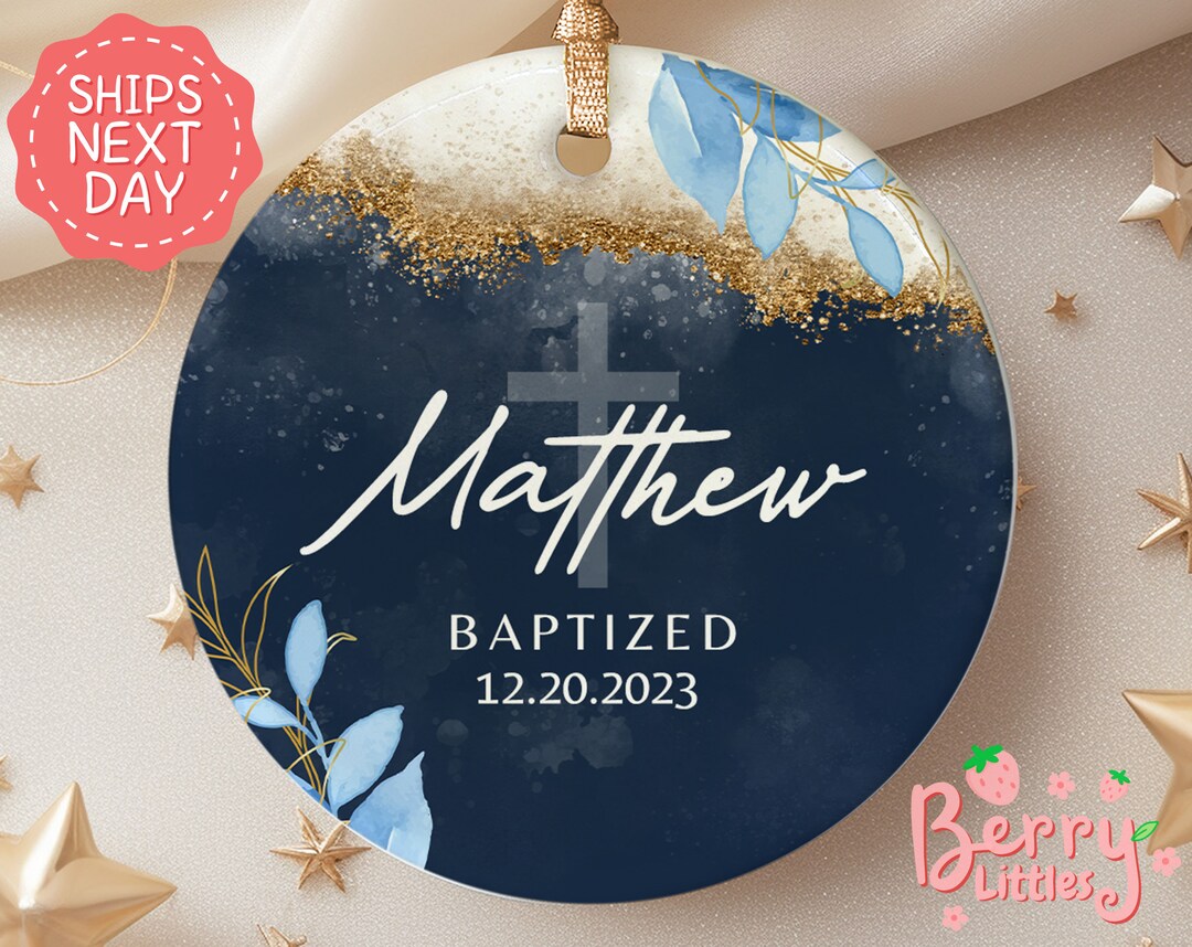Personalized Christening Boys Ornament - Name + Date Custom Baptism ...