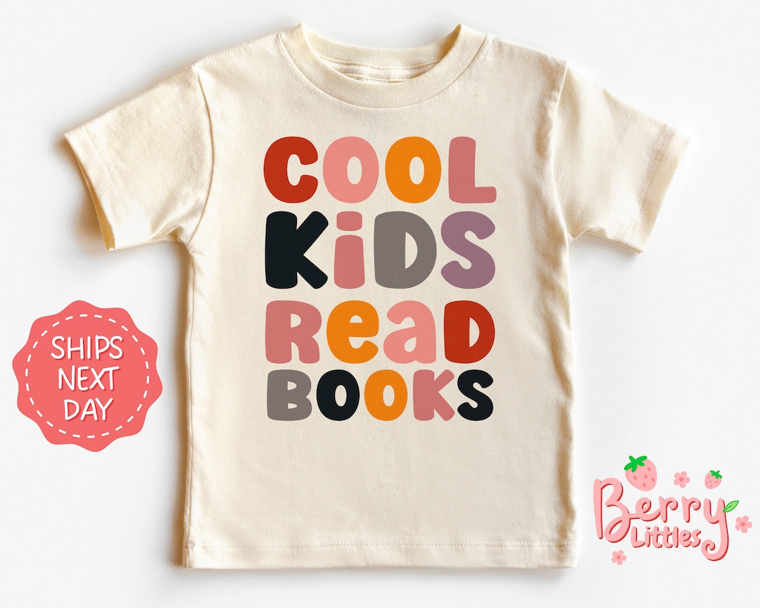 Cool Kids Read Books Funny Baby Reveal Shirt - Retro, Vintage Baby ...