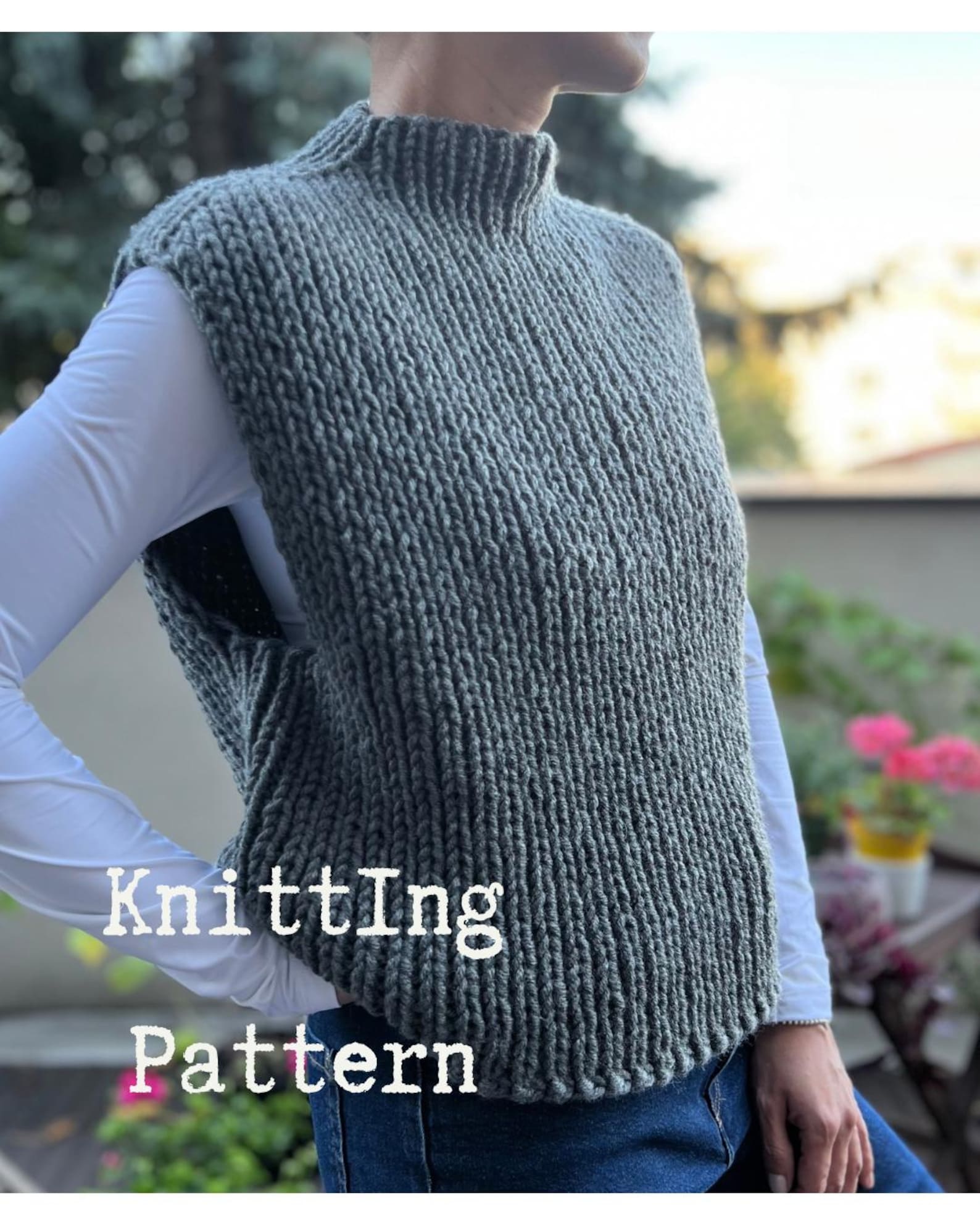 Knitting Pattern Vest – Easy Top Down Ribbed Vest PDF – Beginner ...