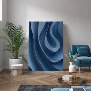 Dynamic Waves: Abstract Shades of Blue Printable Art - Etsy