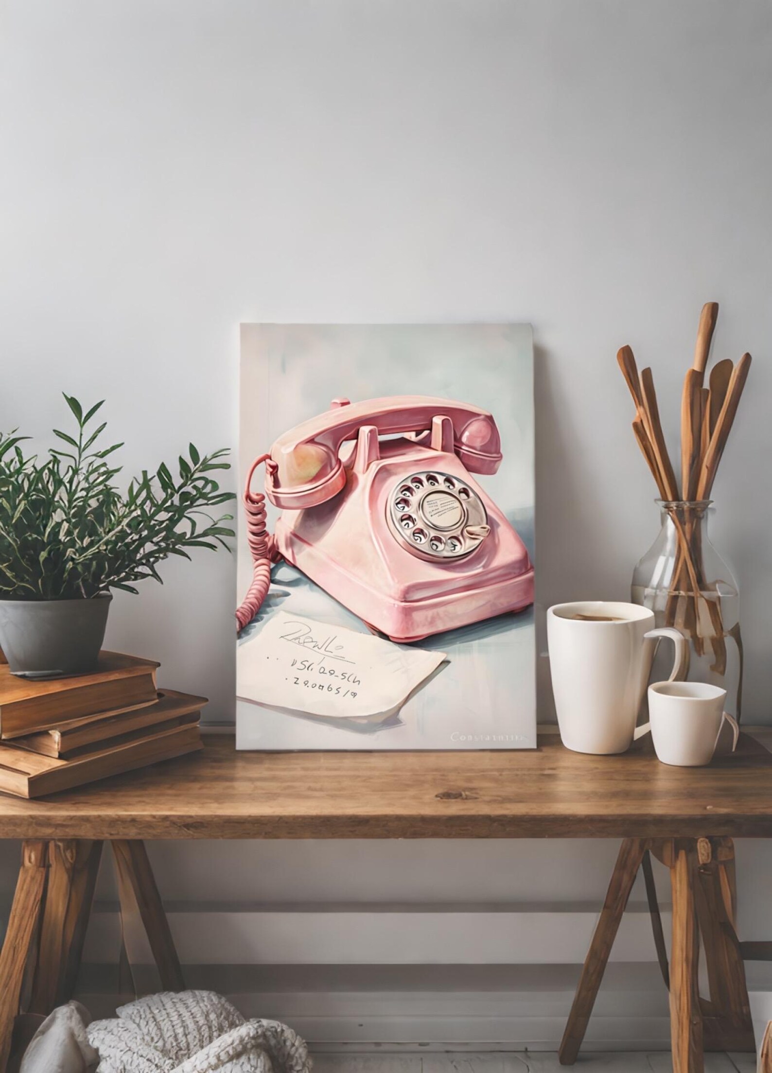 Retro Pink Rotary Phone Poster: Vintage Telephone Art (digital Download ...