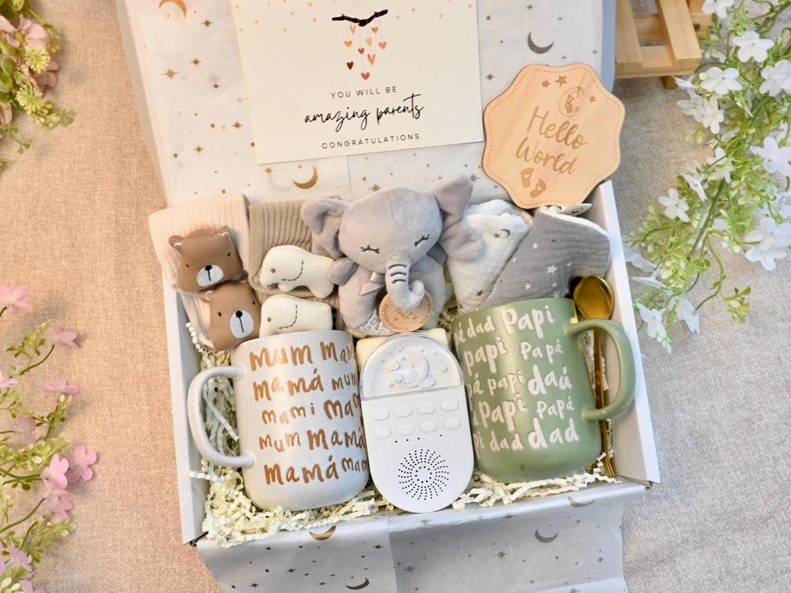 New Parents Gift Box With Baby Music Night Light,gender Neutral Gift ...