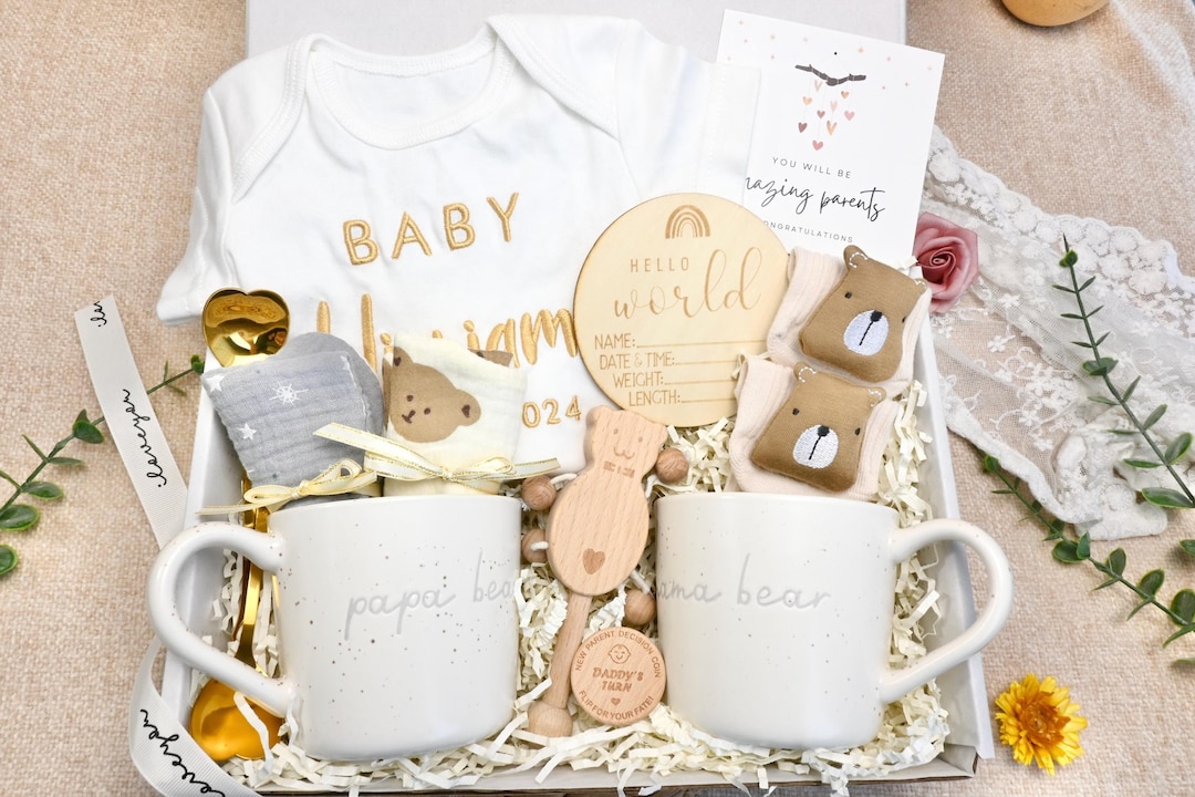 New Parents Gift Box With Embroidered Custom Baby Onesies,expecting ...