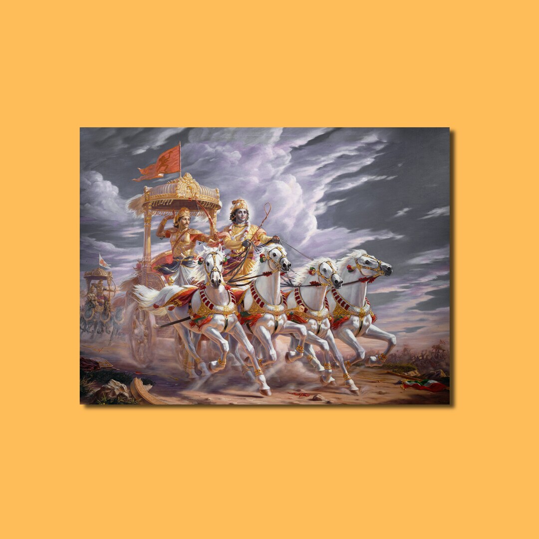 Mahabharat Art Bhagwad Geeta Wallpaper, Fine Print, Wall Art ...
