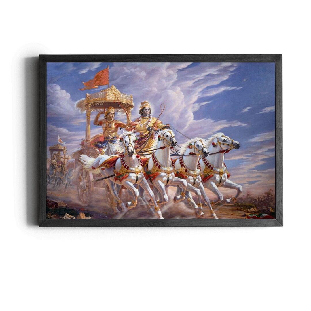 Mahabharat Art Bhagwad Geeta Wallpaper, Fine Print, Wall Art ...