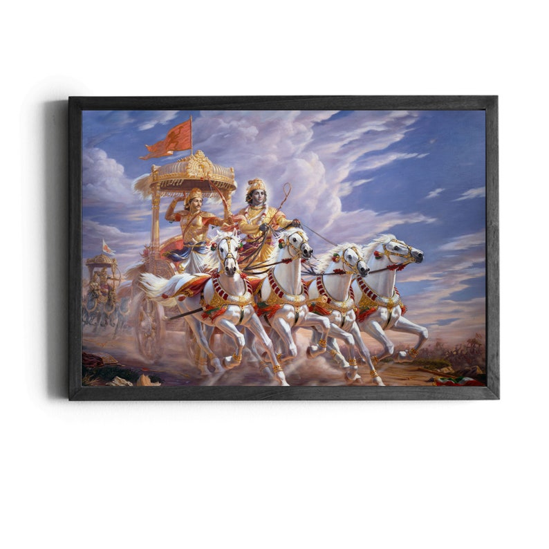Mahabharat Art Bhagwad Geeta Wallpaper, Fine Print, Wall Art ...