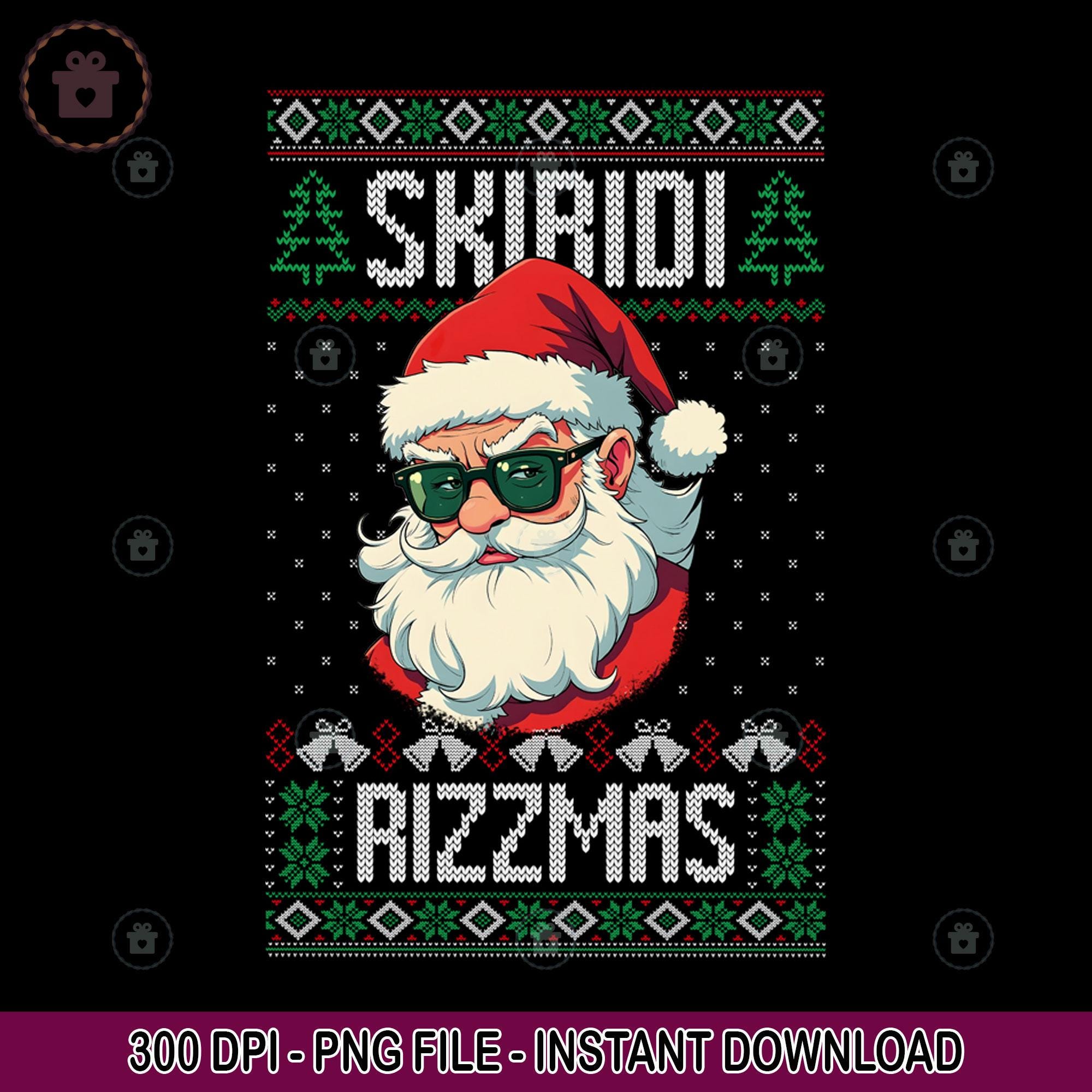Skibidi Rizzmas Ugly Sweater Png, Merry Rizzmas Png, Santa Bruh ...