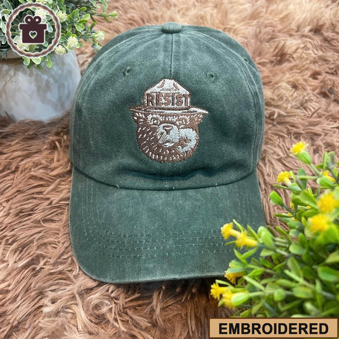 Resist Bear Embroidered Hat, National Park Bear Cap, Resist FDT Dad Hat ...