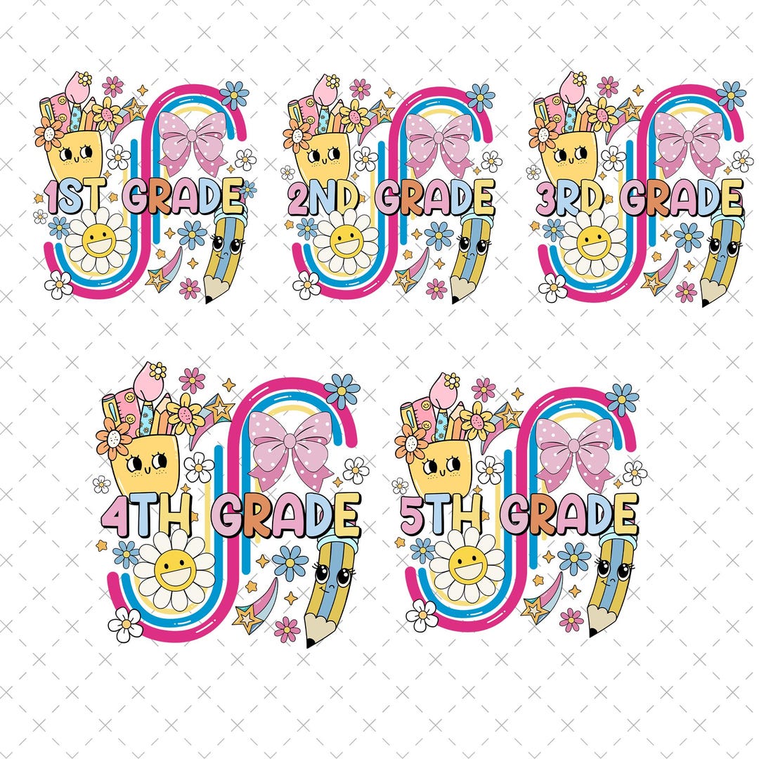 Coquette Back to School Bundle Png, Elementary First Day of School ...