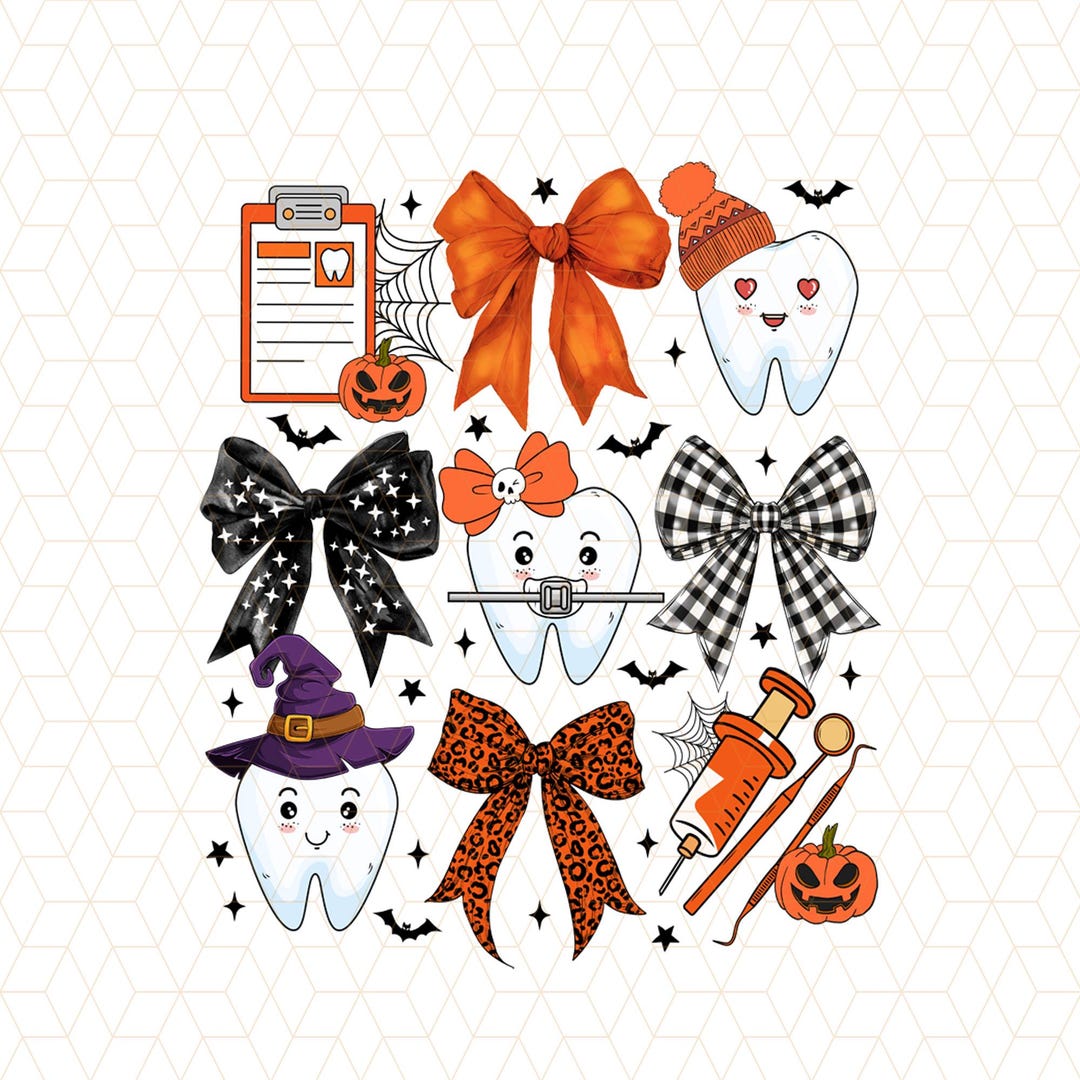 Coquette Spooky Halloween Dentist Png, Dental Halloween Png, Halloween ...