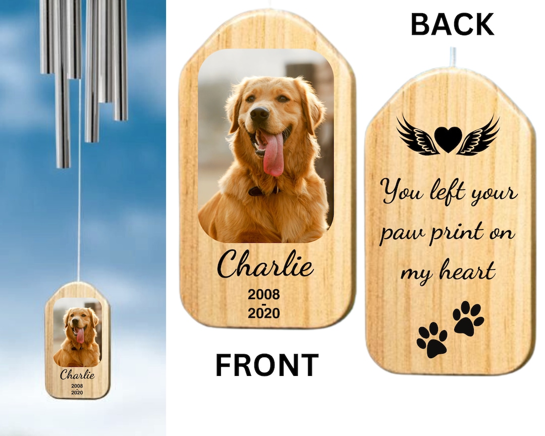 Dog Memorial Wind Chimes With Photo Windchimes Memorial for - Etsy