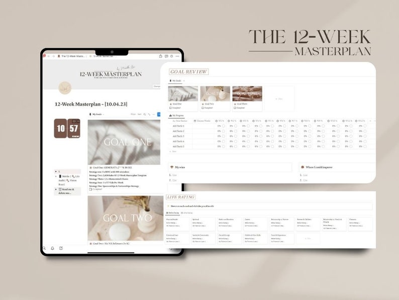 12 Week Masterplan Notion Template Inspired by 12 Week Year - Etsy