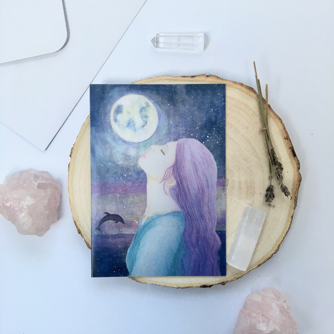 Moon Goddess Card With Positive Affirmation Witchy Card Pagan - Etsy