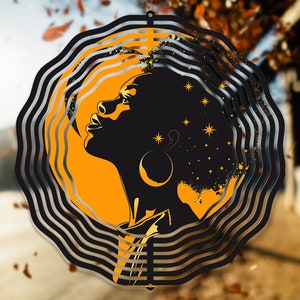 Black African American Afro Girl Wind Spinner PNG, Wind Spinner ...
