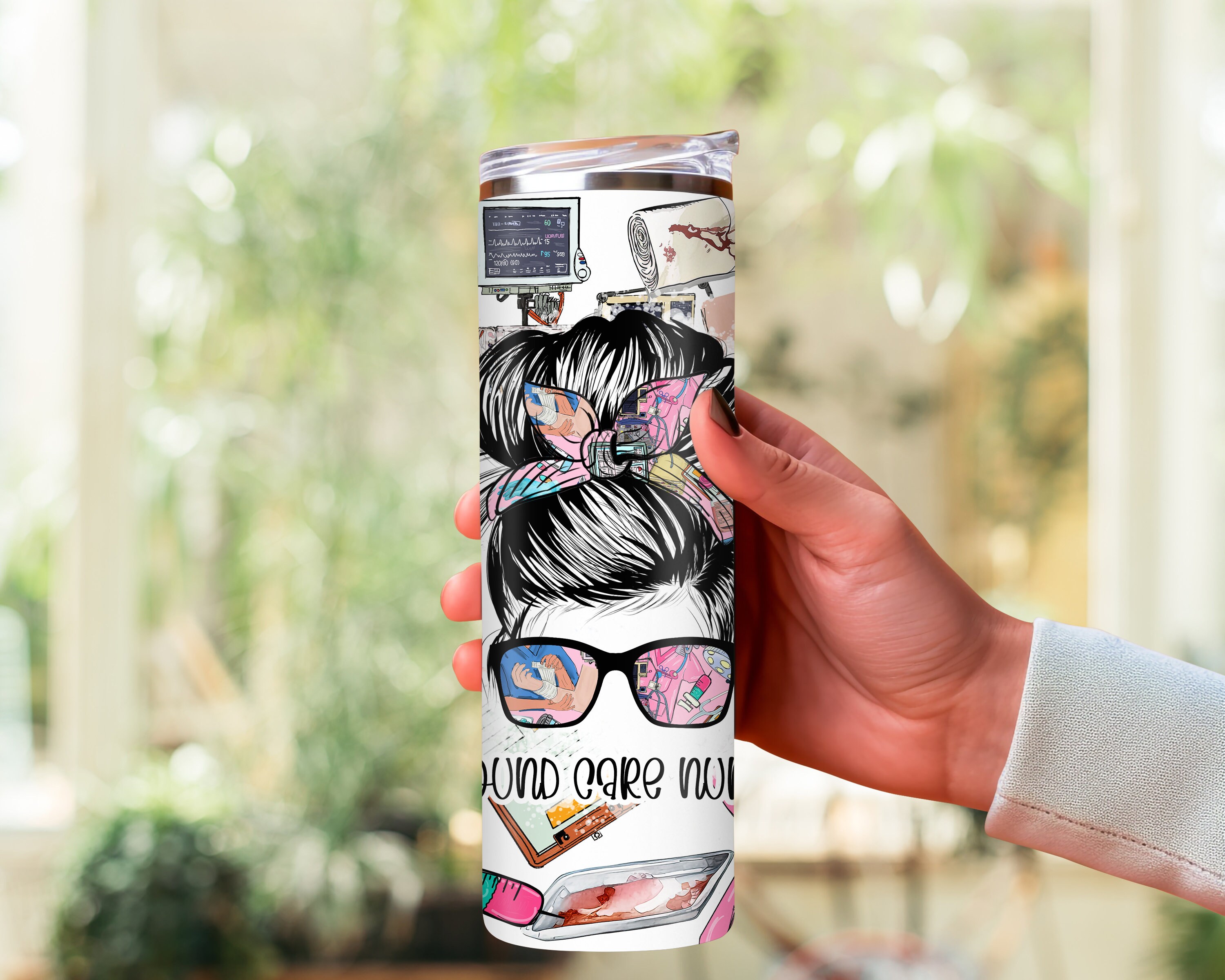 Wound Care Nurse Life Female Tumbler PNG, Tumbler Design 20 Oz Skinny ...