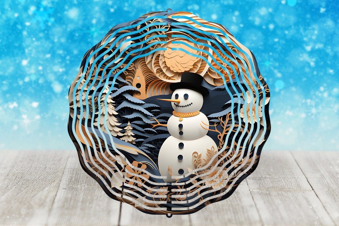 3D Snowman Wind Spinner PNG Design, 3D Snow Man Wind Spinner, Christmas ...