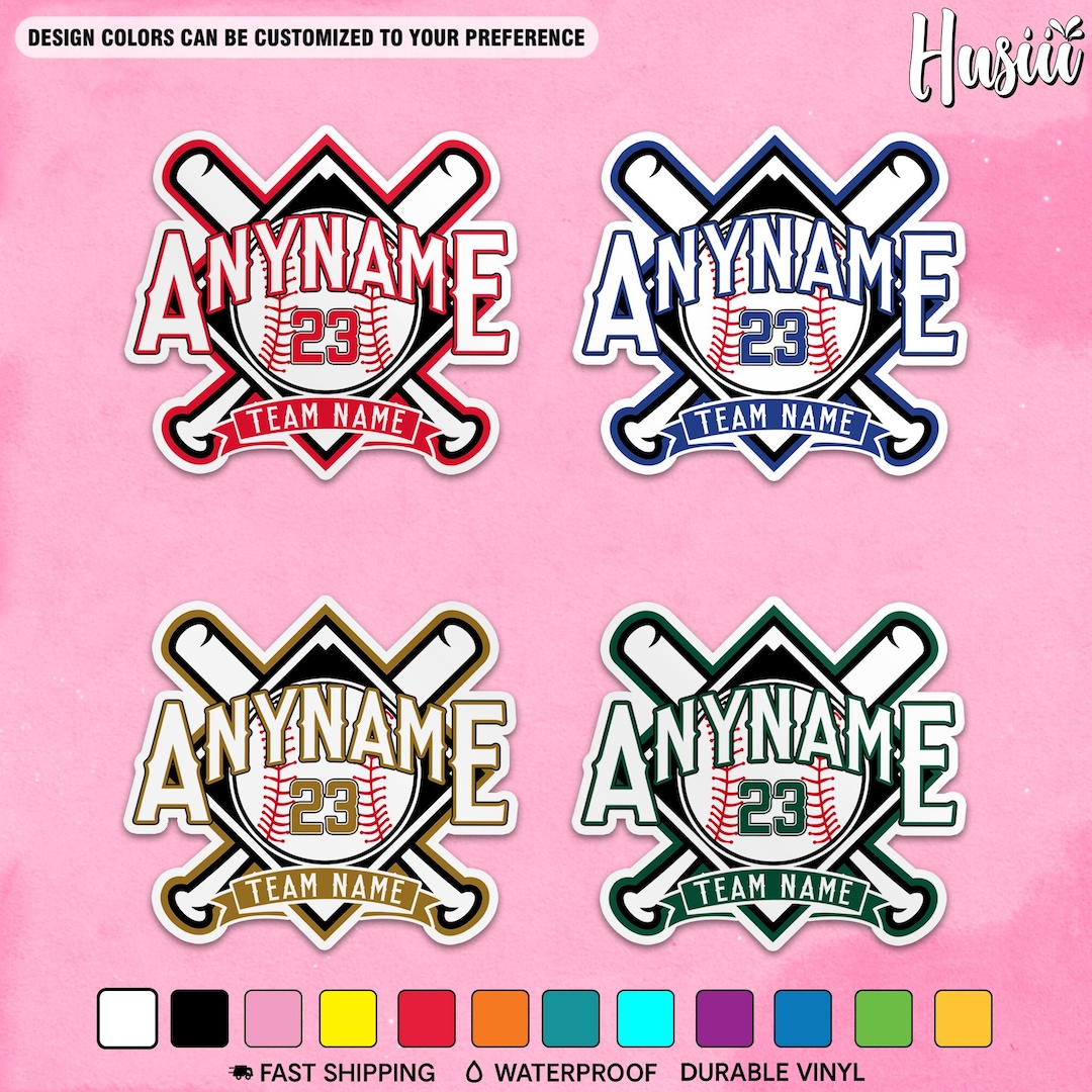 Custom Baseball Name Sticker, Personalized Baseball Softball Sports ...