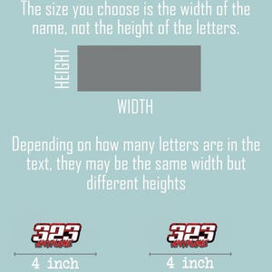 Custom Race Number Name Sticker Personalized Racing Name Number Text ...