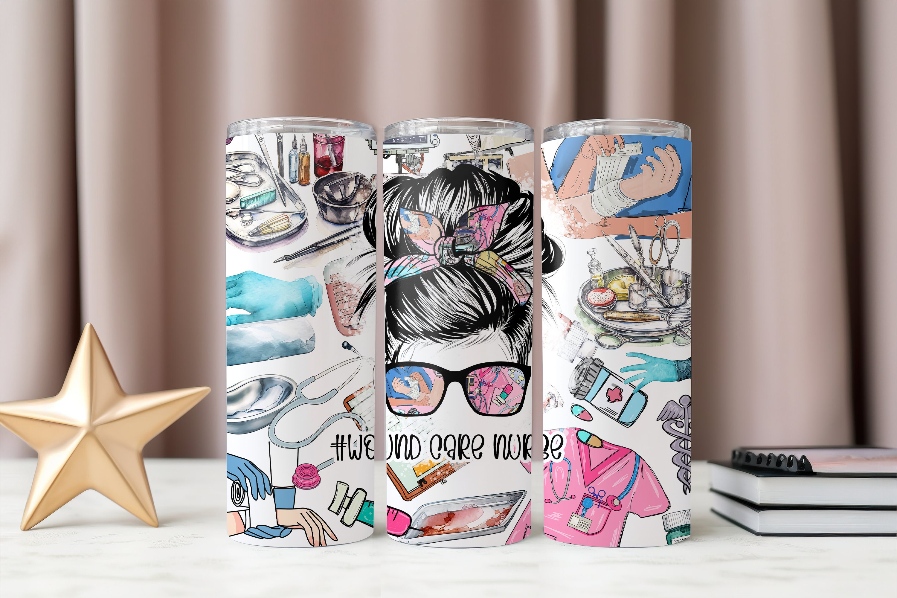 Wound Care Nurse Life Female Tumbler PNG, Tumbler Design 20 Oz Skinny ...