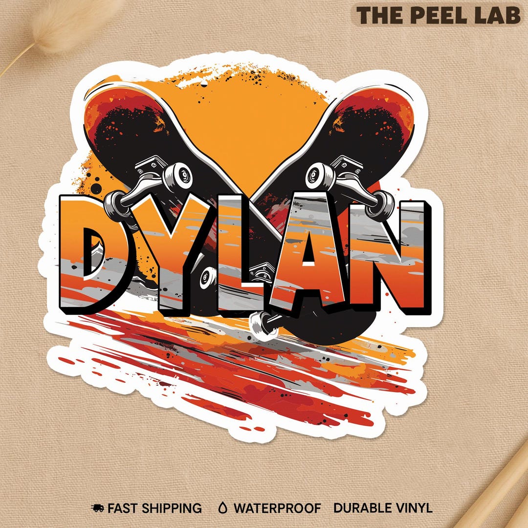 Custom Skateboard Name Sticker, Personalized Sports Skater Name Tags ...