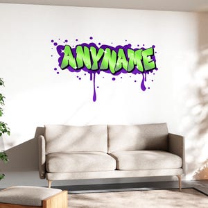 Custom Graffiti Name Wall Sticker, Personalized Gamer Transparent, DTF ...