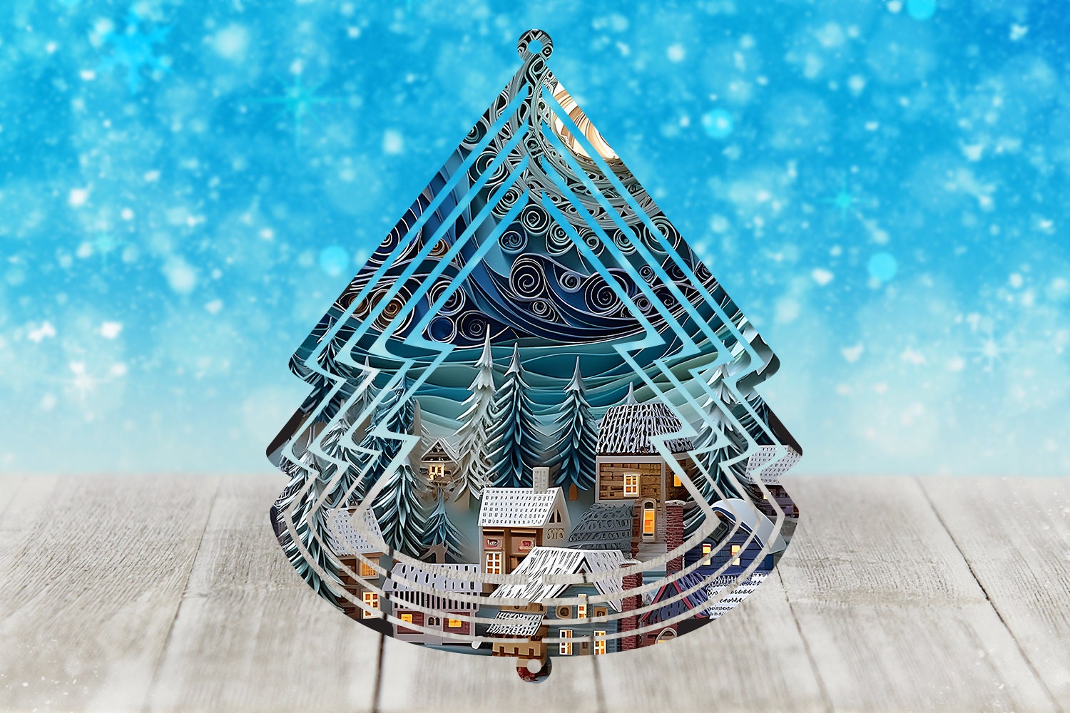 3D Christmas Scene Wind Spinner PNG Design, 3D Christmas Scene Wind ...