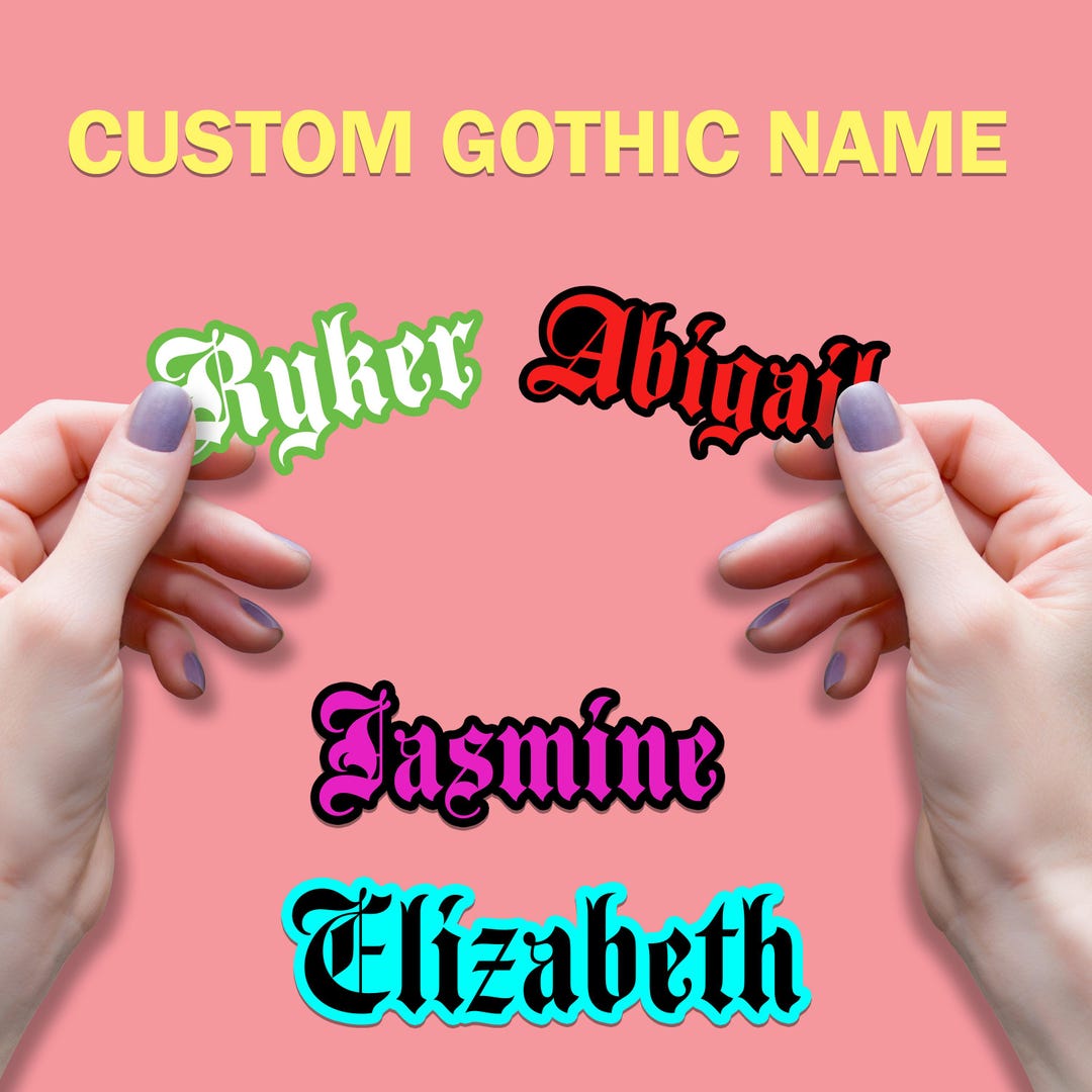 Custom Gothic Name Sticker Personalized Gothic Style Decal Sticker ...
