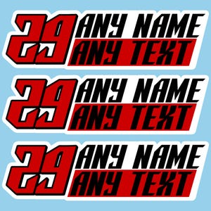Custom Racing Name and Number and Team Name Decals Personalized Race ...