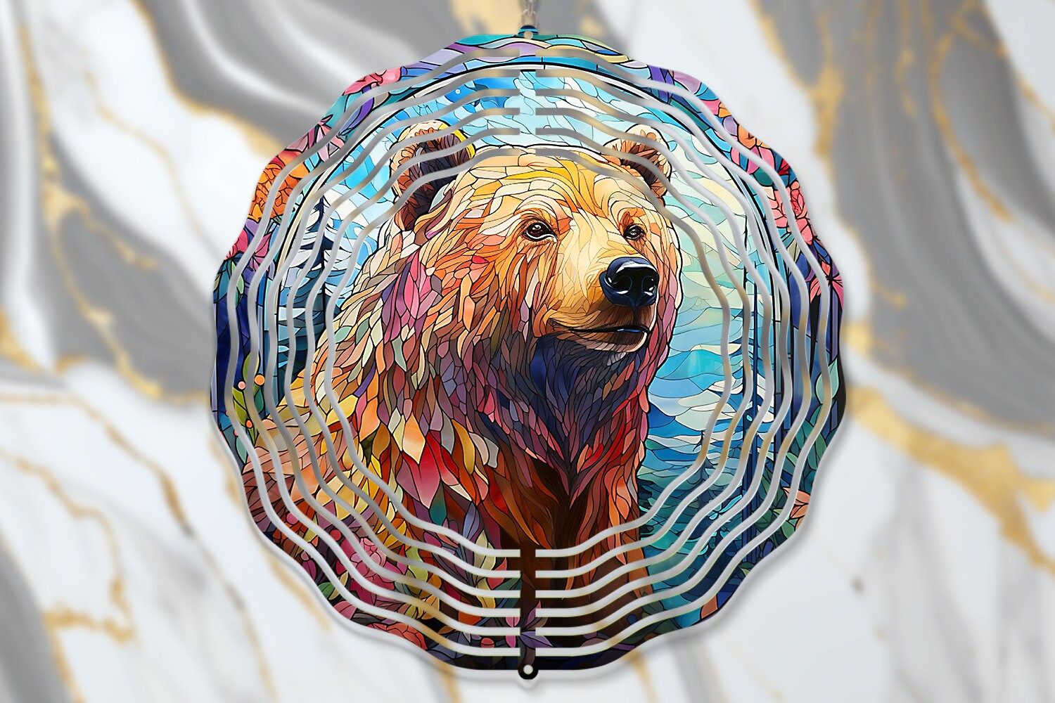 Stained Glass Bear Wind Spinner PNG Bear Stained Glass - Etsy