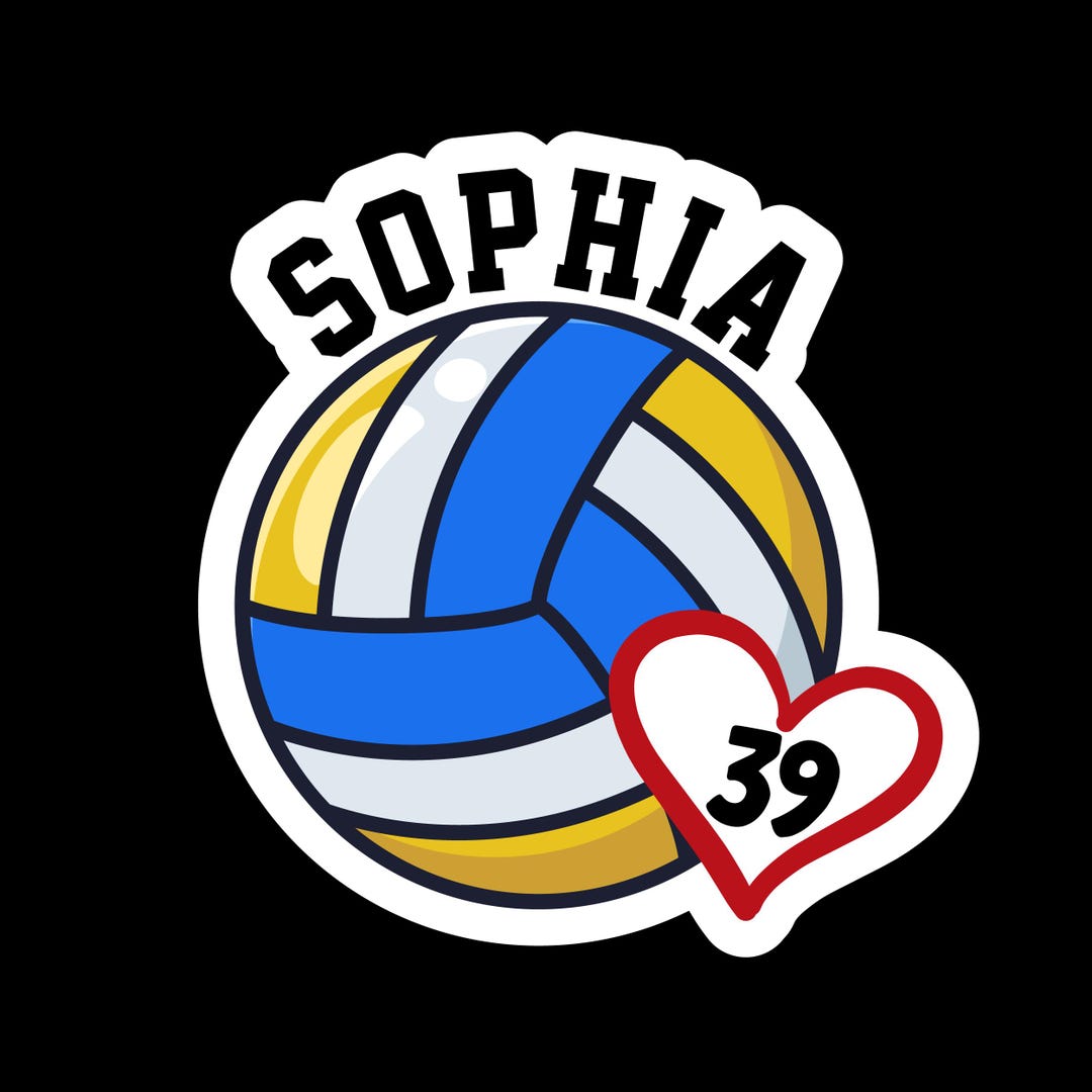 Custom Volleyball Name and Number Sticker Personalized Volleyball Team ...