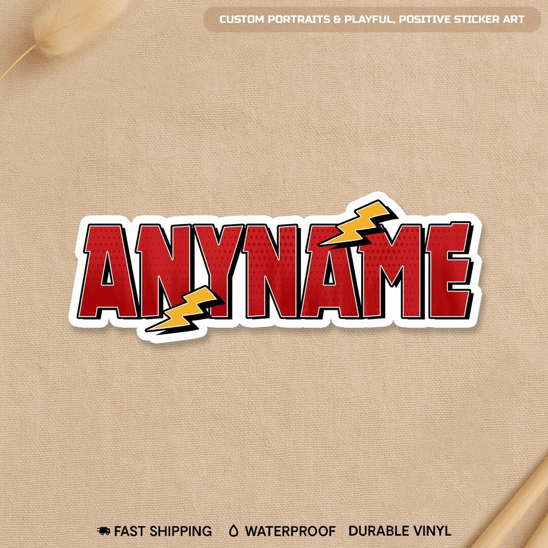 Custom Superhero Name Sticker, Personalized Cool Comic Hero Boys Kids ...