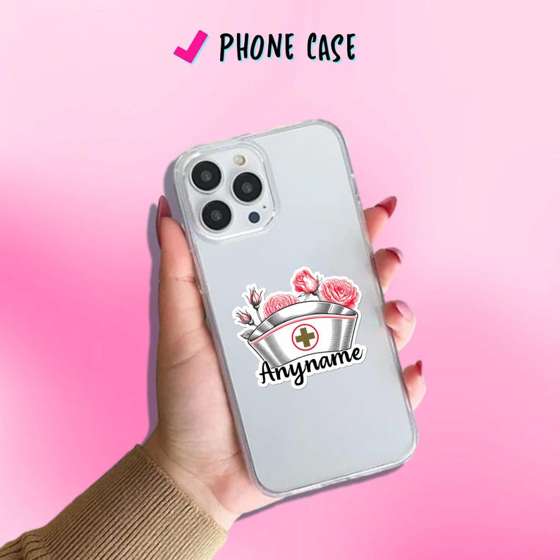 Custom Rose Nurse Name Sticker, Personalized Floral Nurses Doctors ...
