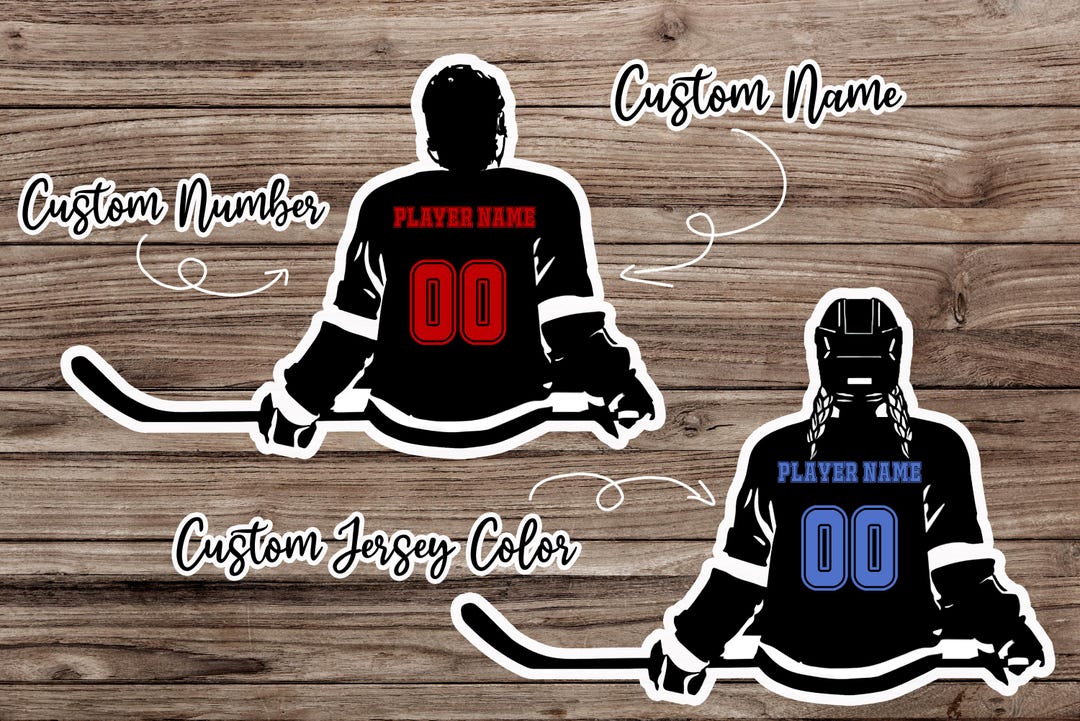 Custom Name Number Ice Player Hockey Sticker Sports Waterproof Die-cut ...