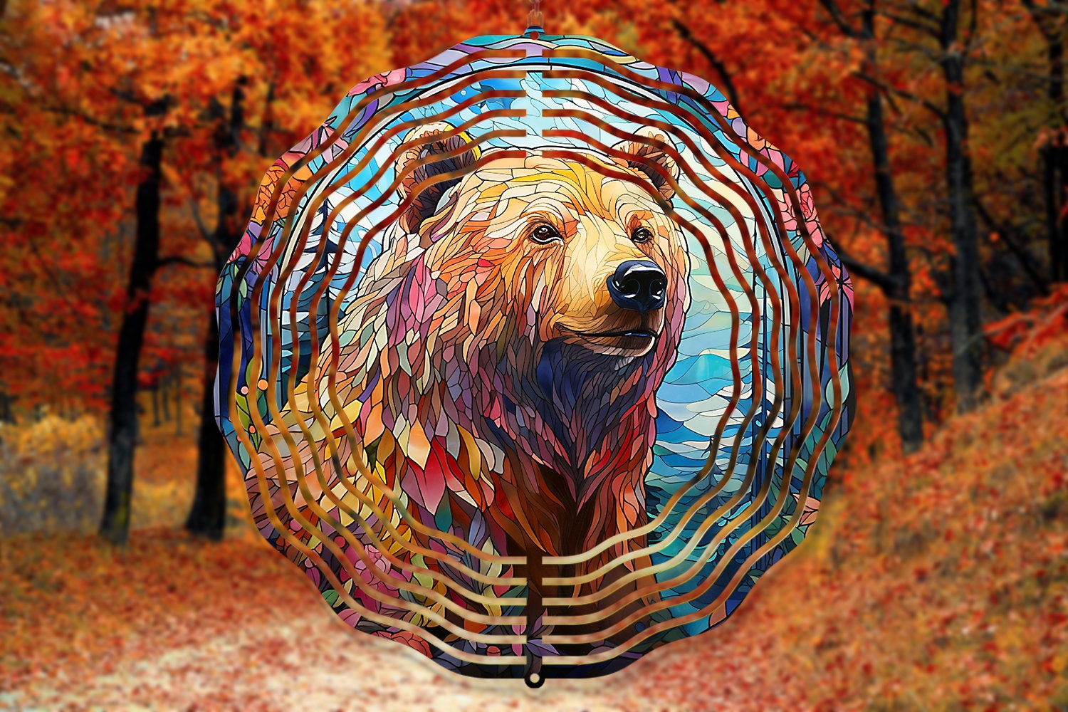 Stained Glass Bear Wind Spinner PNG Bear Stained Glass - Etsy
