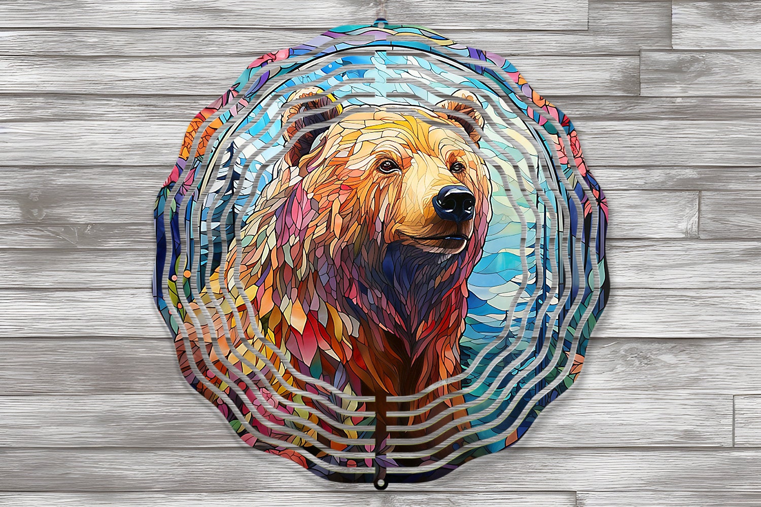Stained Glass Bear Wind Spinner PNG Bear Stained Glass - Etsy