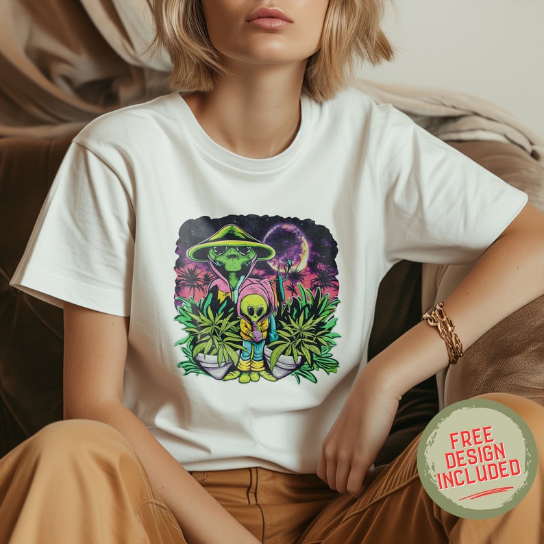 Cute Alien Smocking Cannabis T-shirt PNG, Instant Download, Area 420 T-shirt Design, Tee Unisex ...