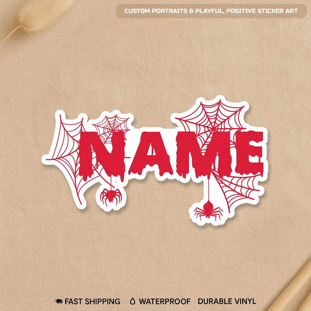 Custom Halloween Drip Name Sticker, Personalized Spider Drip Name ...