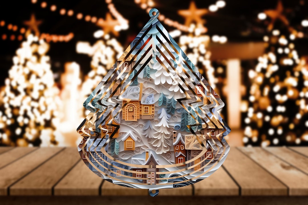 3D Christmas Scene Wind Spinner PNG Design, 3D Christmas Scene Wind ...
