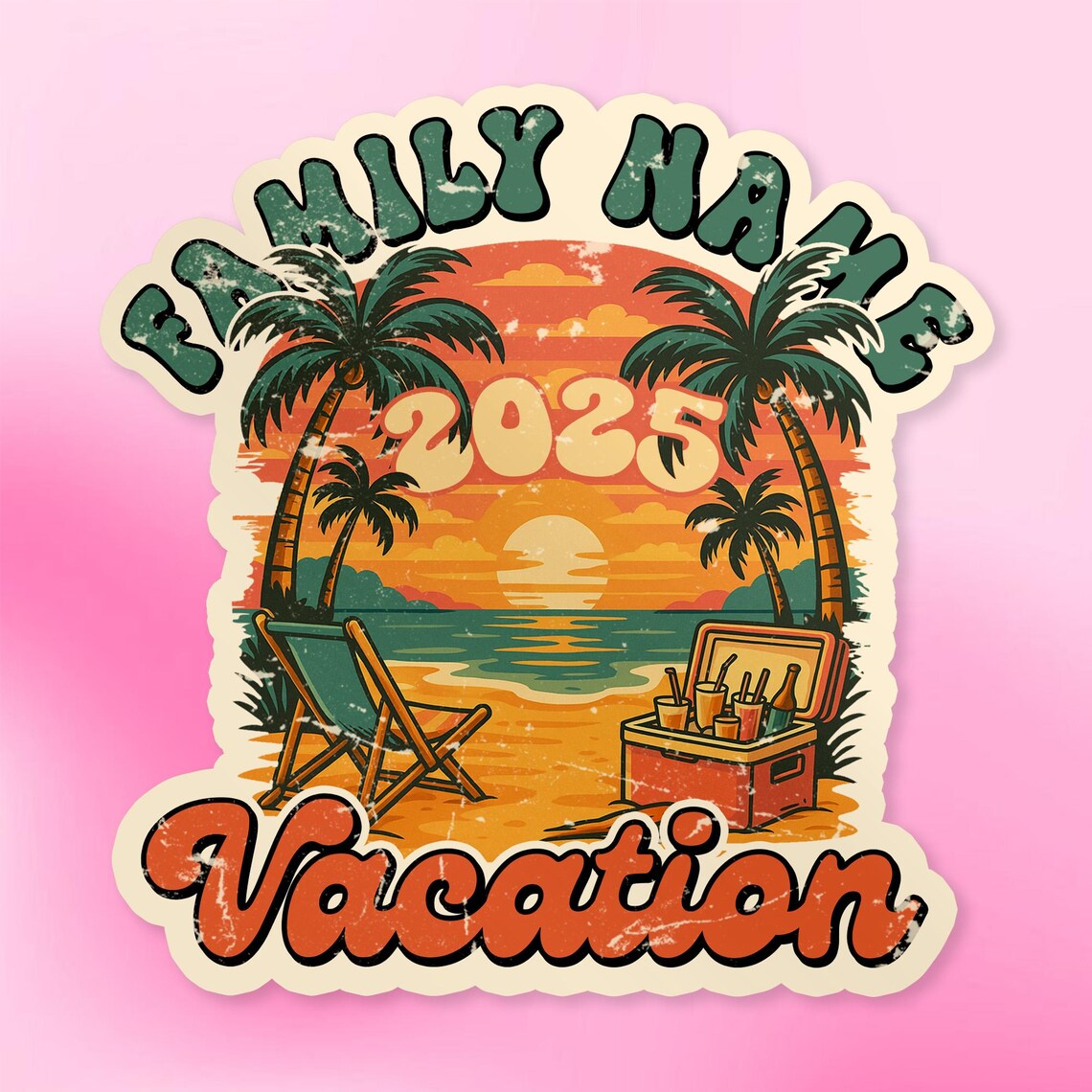 Custom Family Name Sticker, Personalized Family Reunion Summer Vacation ...